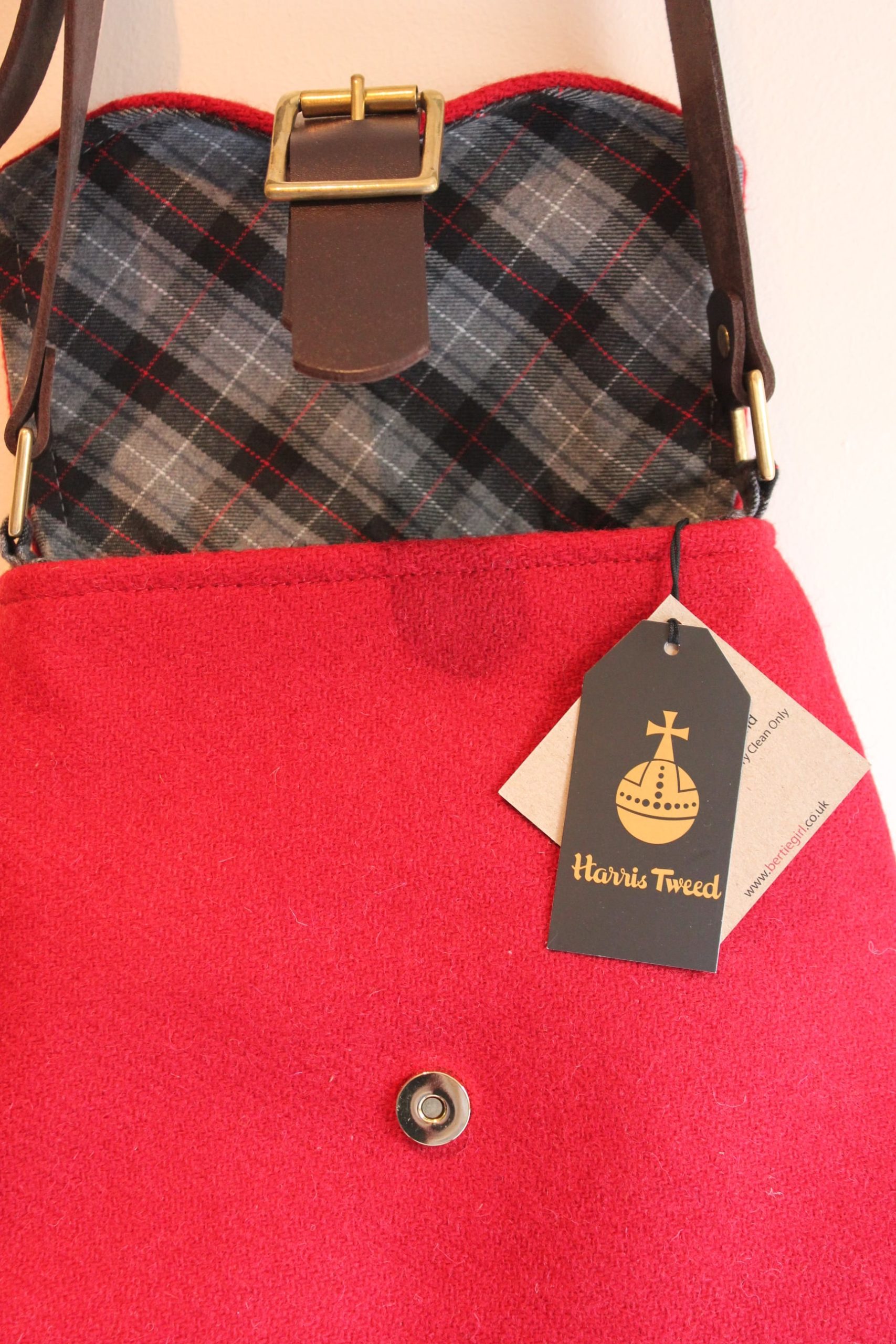 Genuine Harris Tweed Red Handmade Shoulder Bag. - onemoregift.co.uk