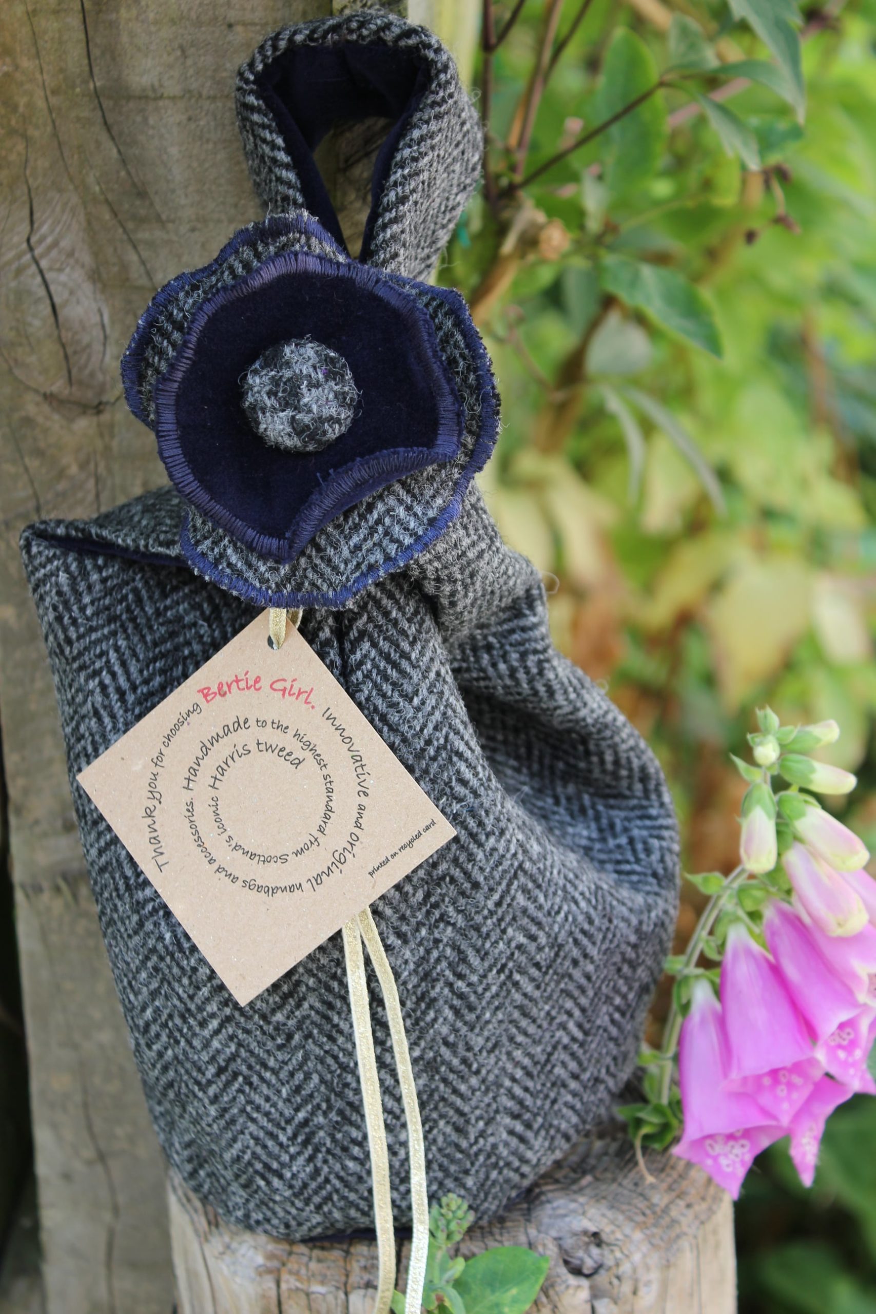 Genuine Scottish Harris Tweed Knot Handbag - onemoregift.co.uk