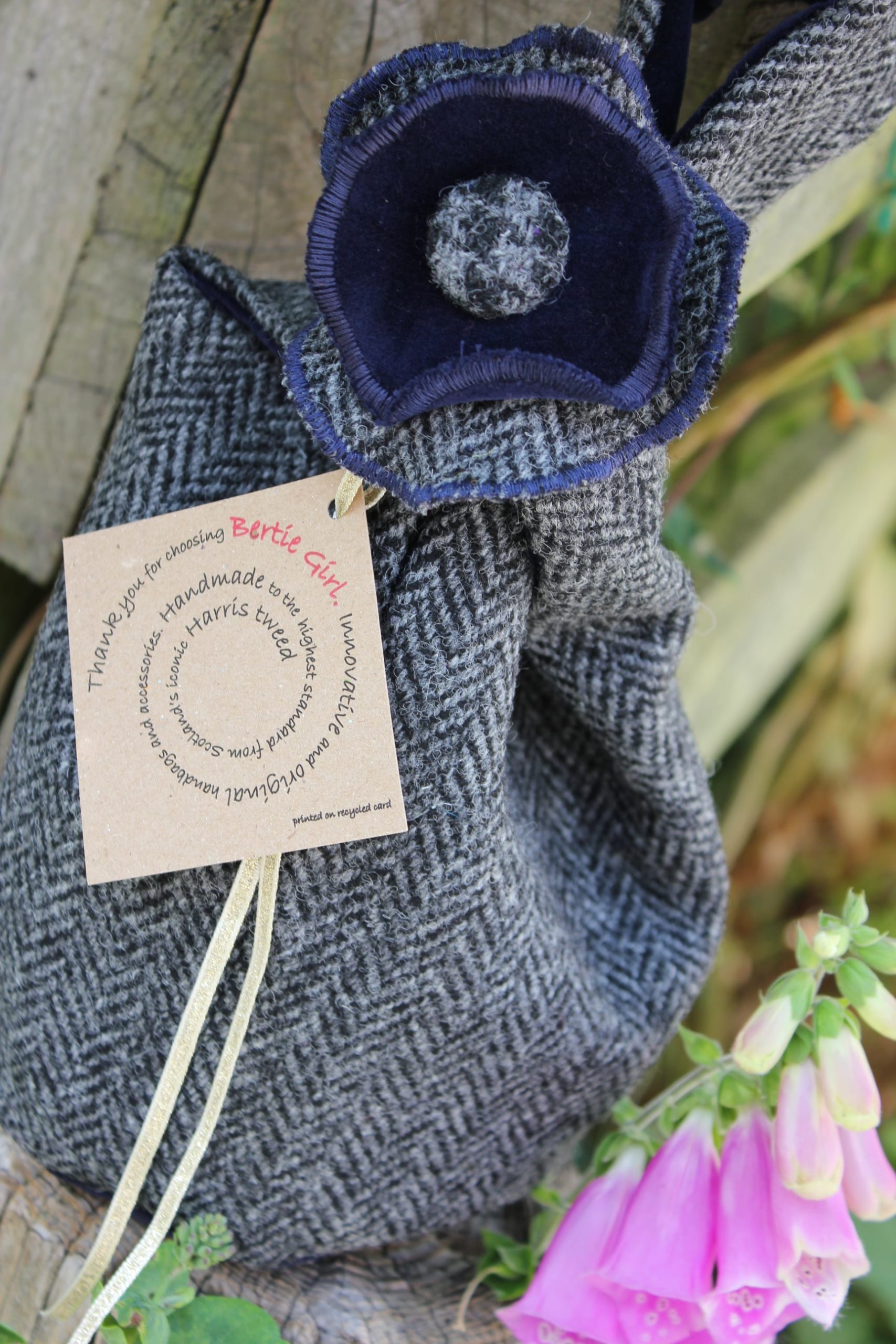 Genuine Scottish Harris Tweed Knot Handbag - onemoregift.co.uk