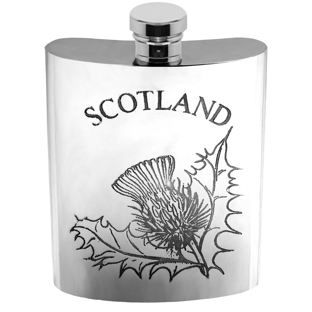 Scotland Thistle Pewter Hip Flask perfect for your favourite dram